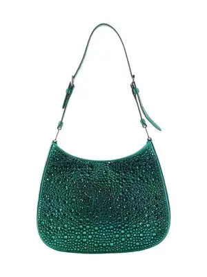 Prada Prada Cleo Shoulder Bag Crystal Embellished Satin Small Crossbody Bag Green