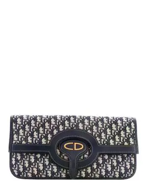 Dior Fold Over Oblique Canvas Clutch Bag - Blue