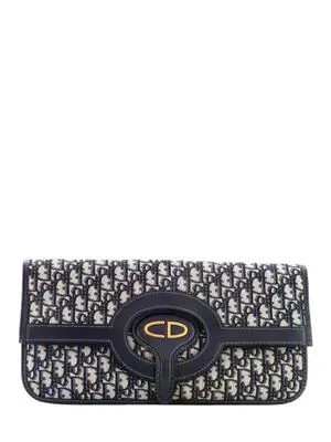 Dior Fold Over Oblique Canvas Clutch Bag - Blue