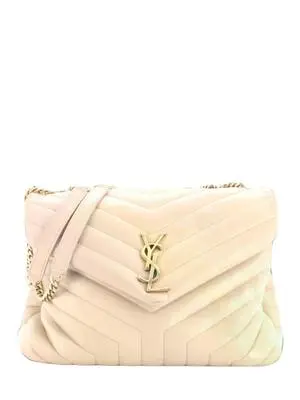 Saint Laurent Saint Laurent Loulou Matelassé Chevron Leather Medium Shoulder Bag Neutrals