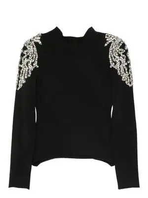 CIRCUS HOTEL Crystal-embellished Cut-out Sweater - Black