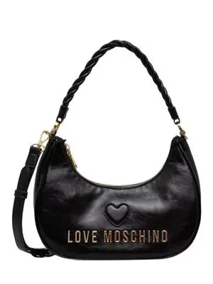 MOSCHINO Heart-patch Logo-lettering Shoulder Bag