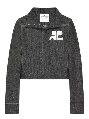 COURREGES Logo-patch Denim Jacket - Black