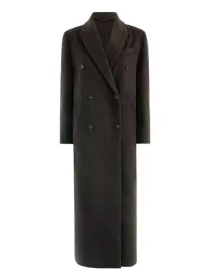 Brunello Cucinelli Hand-crafted Cashmere Double Beaver Cloth Coat With Monili - Brown