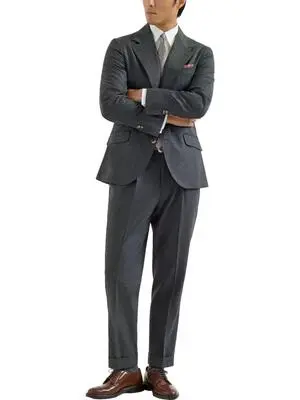 Brunello Cucinelli Virgin Wool Flannel Pleated Trousers - Grey