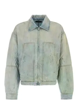 Amiri Distressed Paint Splatter Denim Jacket - Blue