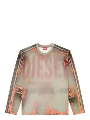 DIESEL® Long-sleeve T-shirt In Cracked Jersey - Grey