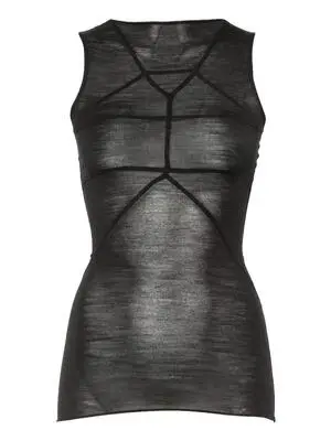 Rick Owens Rick Owens Sheer Panelled Boat Neck Sleeveless Top Black