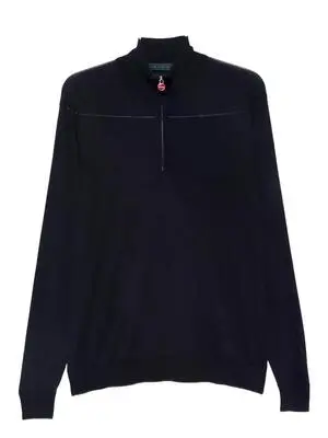 Kiton Quarter-zip Mock-neck Sweater - Blue