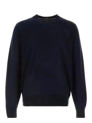 BOSS Merino Wool Sweater With Logo Embroidery - Blue
