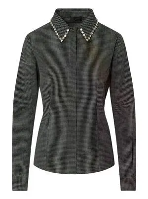 Liu Jo Slim Fit Shirt With Jewel Embellished Collar - Green