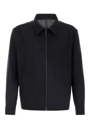 BOSS Relaxed-fit Zip-up Jacket In Patterned Virgin Wool - Blue