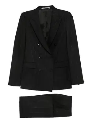 Tagliatore Pinstripe Double-breasted Suit - Black