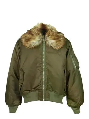 KAMIYA Faux-fur Collar Flight Jacket - Green