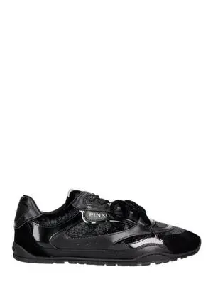Pinko Yulia 01 Logo-plaque Panelled Leather Sneakers - Black