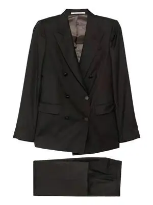 Tagliatore Double-breasted Suit With Peak Lapels - Black