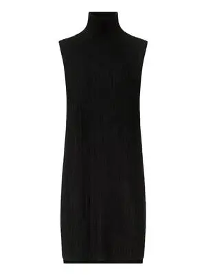 Loulou De Saison Sleeveless Stand-collar Ribbed Knit Sweater - Black