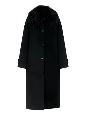 Loulou De Saison Detachable Faux Fur Collar Coat - Black
