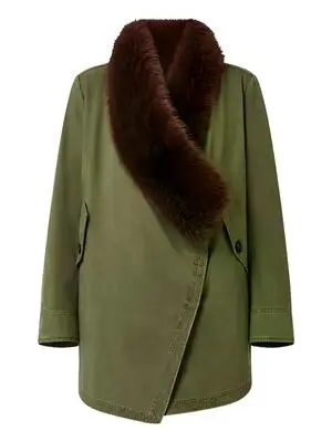 Liu Jo Faux-fur Collar Coat - Green