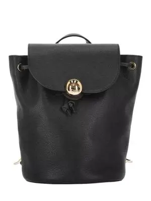 Furla Logo-plaque Pebbled Leather Backpack - Black