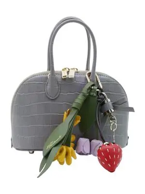 SELF-PORTRAIT Mini Croc-effect Leather Tote Bag - Grey