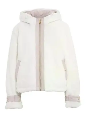 Liu Jo Hooded Faux Fur Jacket With Buckled Cuffs - White