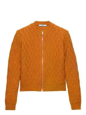 Prada Wool And Alpaca Zip-up Cardigan - Orange