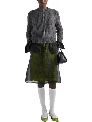 PRADA Prada Wool And Alpaca Blend Aran-Knit Zip-Up Cardigan