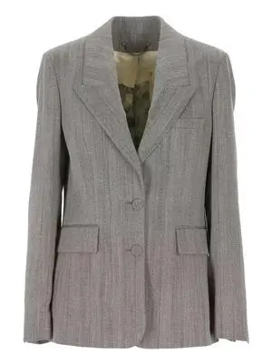 GOLDEN GOOSE Jacket In Gray Pinstripe Wool-blend - Grey