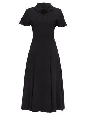 NISSA Floral-detail Midi Dress Black
