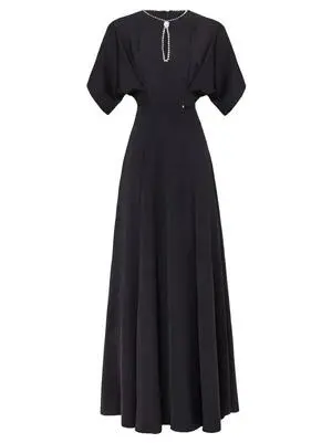 NISSA Crystal Details Maxi Dress Black