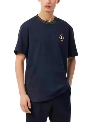 Lacoste Logo-embroidered Contrast-trim T-shirt - Blue