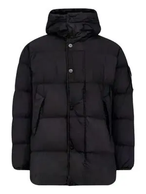 Stone Island Stone Island Quilted Hooded Coat Black