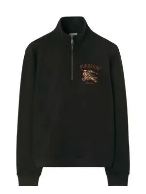 Burberry Knight Check Cotton Half-zip Sweater - Brown