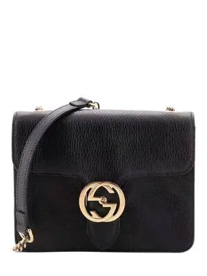 Gucci Interlocking Leather Small Shoulder Bag - Black
