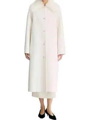 Loulou De Saison Detachable Faux-fur Collar Coat - White