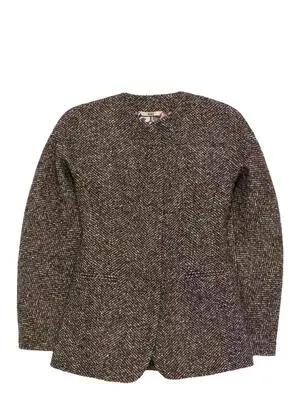BAZAR DELUXE Herringbone Pattern Collarless Jacket - Brown
