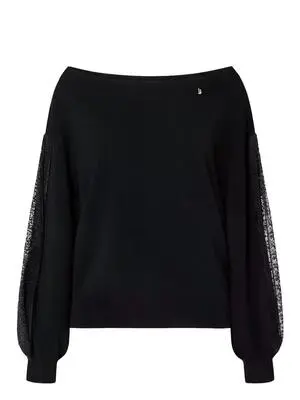 Liu Jo Sweater With Lace Sleeve Inserts - Black
