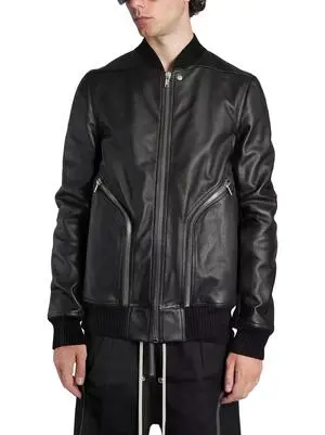 RICK OWENS Rick Owens Heizer Zip-Pocket Leather Bomber Jacket
