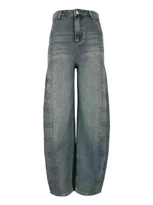 Ermanno Scervino Rhinestone Embellished Wide-leg Jeans - Blue