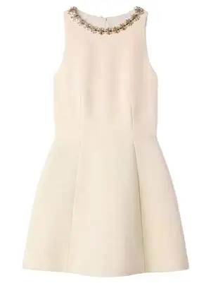 Sandro Jewel Detail Mini Dress - Neutrals