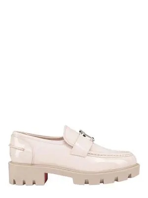 CHRISTIAN LOUBOUTIN Cl Moc Lug Flat Loafers - Beige