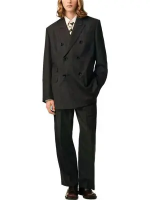 AMI Double-breasted Striped Wool Blazer