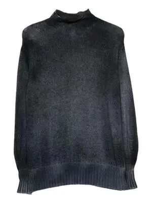 Avant Toi Faded Effect Mock Neck Sweater - Blue