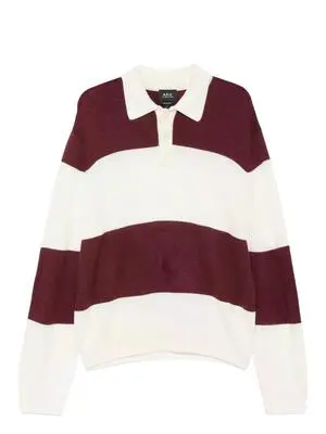A.p.c. Striped Fine Knit Polo Sweater - White