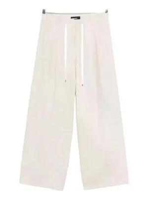 CAMBIO Pinstripe Drawstring Wide Leg Trousers - Neutrals