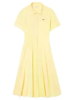 Lacoste Piqué Button-down Midi Dress - Yellow
