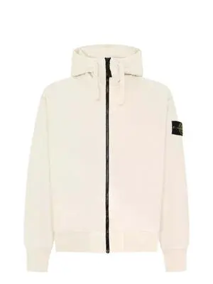 Stone Island Organic Cotton Zip-up Hooded Sweatshirt - Neutrals
