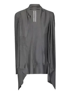 Rick Owens Ribbed Knit Asymmetrical Cardigan - Grey
