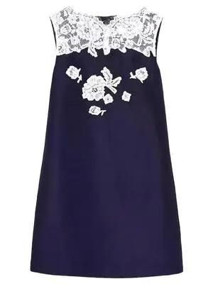 SELF-PORTRAIT Lace-trimmed Floral-appliqué Mini Dress